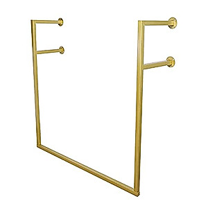 Wall-Mounted Garment Rack ,Modern Simple Clothing Store Heavy Metal Display Stand Garment Bar,Clothes Rail,Bathroom Hanging Towel Rack,Multi-purpose Hanging Rod for Closet Storage (Gold-F-Shaped,39.37"L)