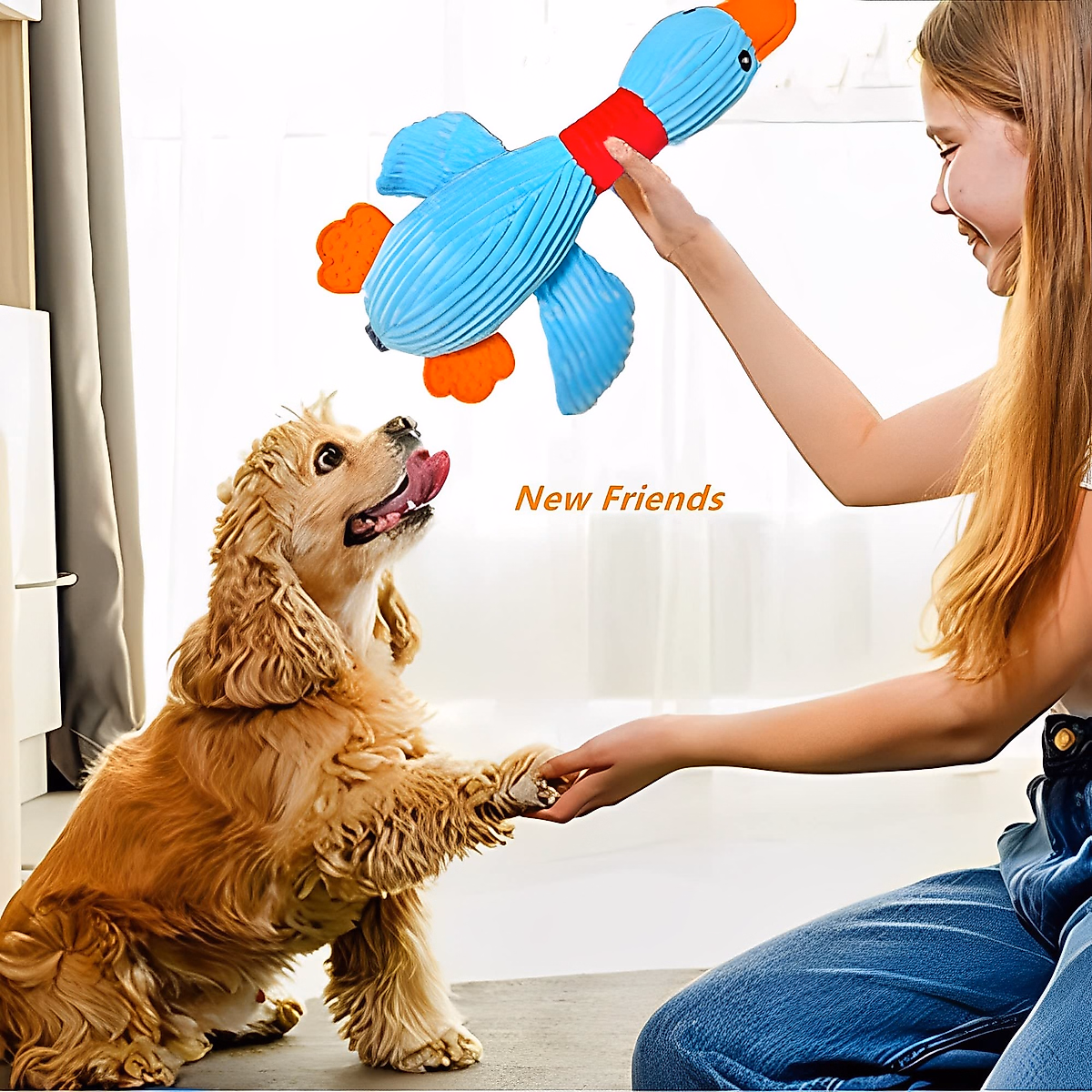 Weivone 2023 Goose Indestructible Dog Toys for Aggressive Chewers Small Medium Large Breed, Crinkle Squeaky Dog Toys Plush Dog Toy Puppy Chew Toys for Teething, Duck Interactive Dog Puppy Toys