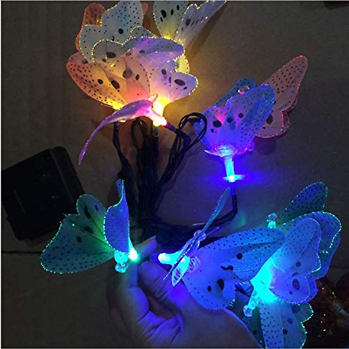 HGKFJH Solar 20 Light Fiber Butterfly Light Control LED Light String Lantern Garden Home Decoration Light