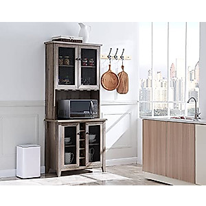 Home Source Jill Zarin Bar Cabinet in Grey Wash with Mesh Doors and Stem Glass Placement