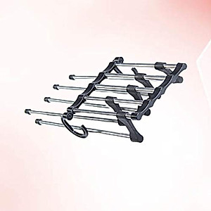 TOPBATHY Hook Hanger Retractable Pants Hangers 5 Layers Stainless Steel Non Slip Pants Hangers Space Saving Clothes Slack Hangers Black Coat Hangers
