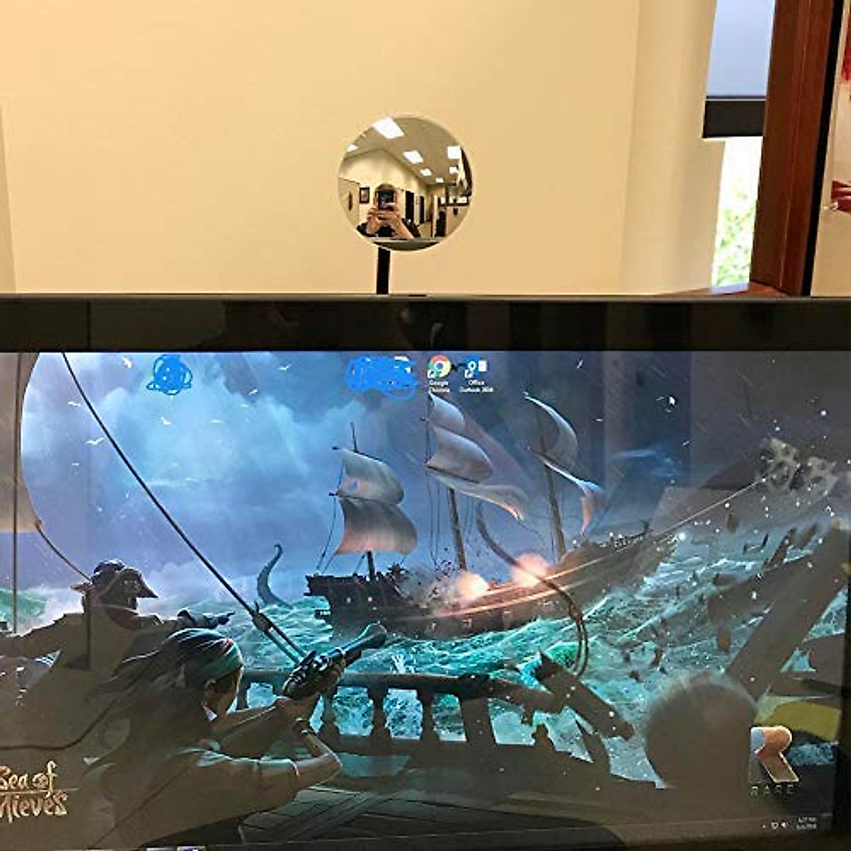 Ampper Clip On Security Mirror, Convex Cubicle Mirror for Personal Safety and Security Desk Rear View Monitors or Anywhere (3.35", Round)