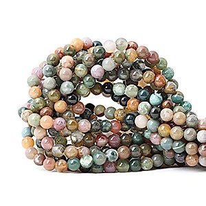 CHEAVIAN 60PCS 6mm Natural Indian Agate Gemstone Round Loose Beads for Jewelry Making DIY 1 Strand 15"