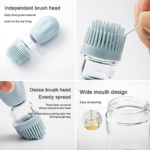 Olive Oil Dispenser With Silicone Brush - 2 In 1 Measuring Glass Oil Dispenser Bottle For Kitchen Cooking, Bbq, Grill, Baking, Roasting, Air Fryer, Pancake, Kitchen Gadgets (Beige)