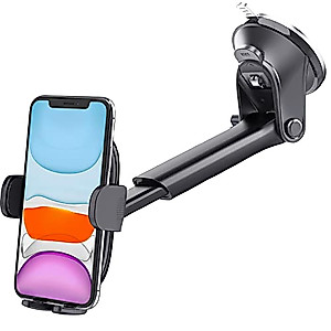 APPS2Car Suction Cup Car Phone Holder Mount, Dashboard/Windshield/Window Phone Holder for Car with Ultra Sticky Gel Pad, Compatible with iPhone, Samsung, All Cellphone, Thick Case & Big Phone Friendly