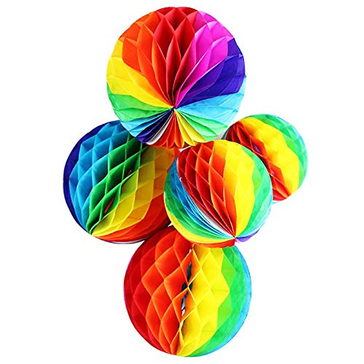8PCS Hanging Iridescent Honeycomb Ball Rainbow Tissue Paper Pom Poms Balls Flowers Decorative for Bridal Shower Wedding Birthday Theme Party Home Wall Decoration (10”/25cm)