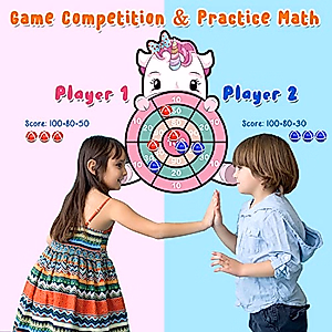 Toys for Girls, 25" Large Unicorn Dart Board Game for Kids, Party Games Girls Toys Age 3-12, Easter Basket Stuffers Christmas Birthday Gifts for 6-10 Year Old Girls, Toddler Outdoor Toys-12 Balls