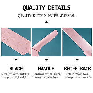 Colorful Kitchen Knife Set, 7 Pieces Sharp Kitchen Knives Set Including Cuchillos, Scissors, Peelers, Cutting Board - Stainless Steel Blade Knife for Slicing, Paring, Chopping, Cooking Knife