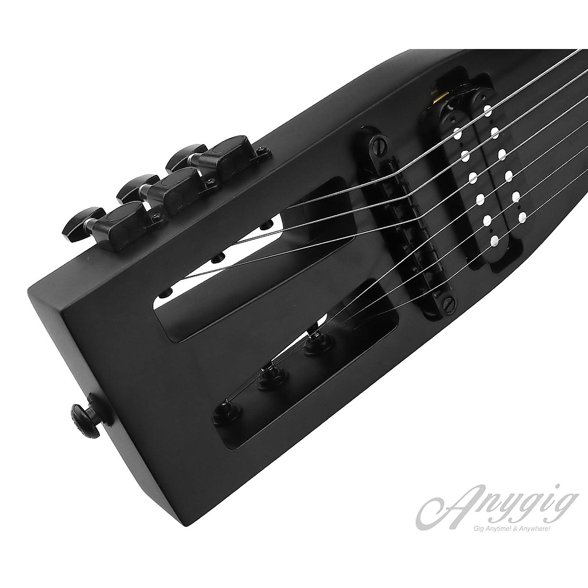 Anygig Electric Guitar Practice Portable Travel 82CM 1.6KG Black Matte 25.5" Full Scale with Gigbag Left Handed