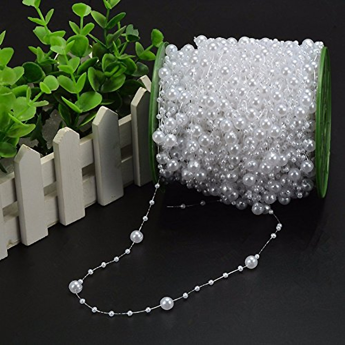 Krismile200 Feet Roll white Pearl String Party Garland Wedding Centerpieces Bridal Bouquet Decoration Pearl String Bead Garland Wedding Decoration DIY Table Centerpieces Bridal Shower Party Supplies