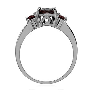 Silvershake 1.6ct. Natural Garnet White Gold Plated 925 Sterling Silver Engagement Ring Size 9