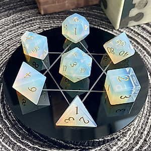 Amatolo Handmade Natural Gemstone Dice Set, Collection Jade Dices for Dungeons & Dragons (Unselected Rose Crystal)