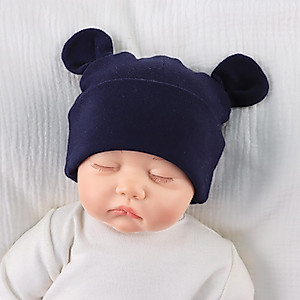 PESAAT Newborn Hospital Hat 0-12Months Preemie Boys Girls Beanie Solid Infant Baby Hats Autumn Winter (4Pack-A, 0-6 Months)