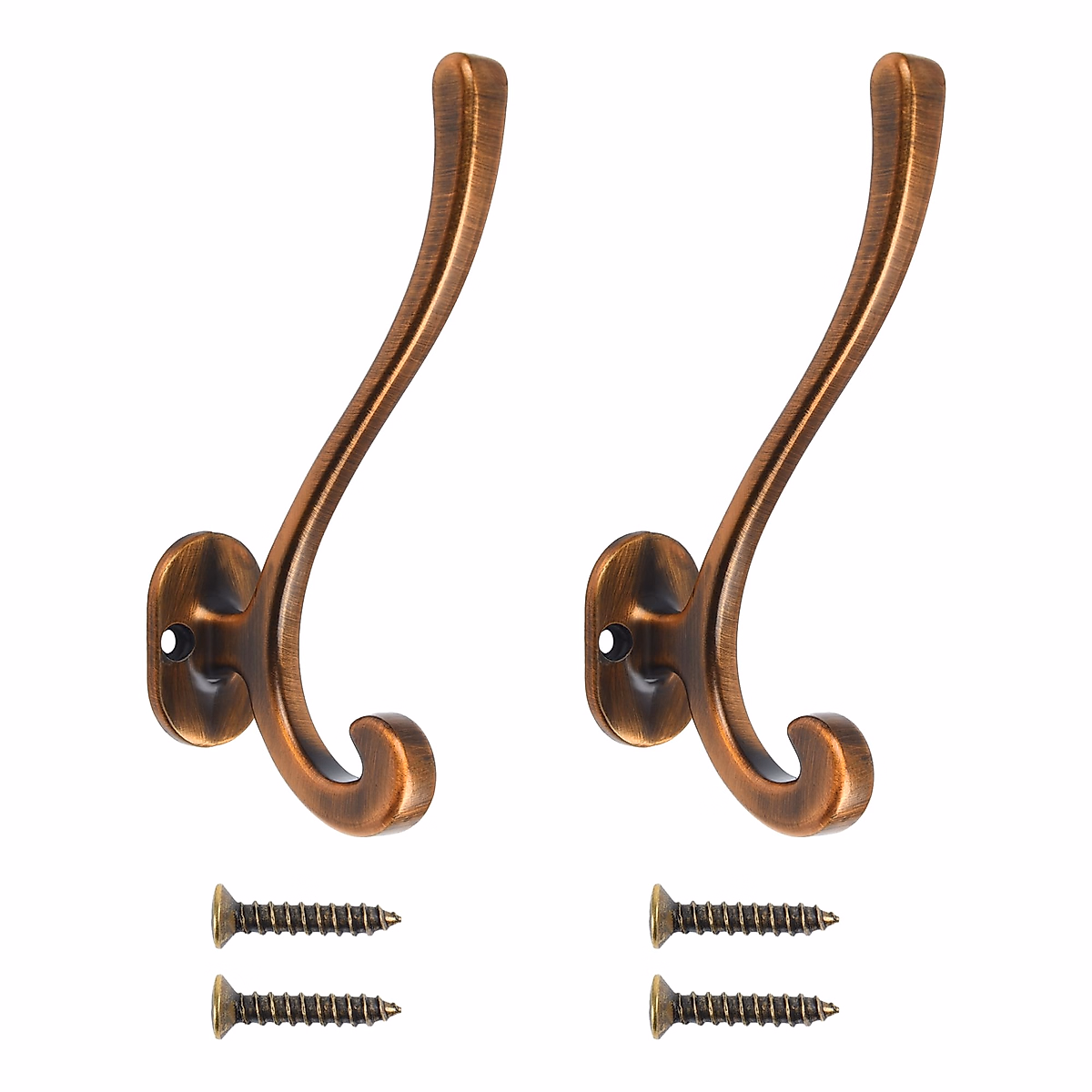 Mafegu 2 Pcs Antique Brass Wall Hanger Clothes Hat Hooks, Simple Light Luxury Style, Backpack Hooks, Towel Hooks, Shoe Closet Wardrobe Bathroom Bedroom Wall Hooks (2, Long-Antique Brass)