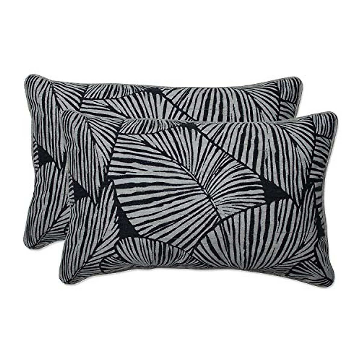 Pillow Perfect Outdoor/Indoor Talia Noir Lumbar Pillows, 11.5" x 18.5", Black 2 Count