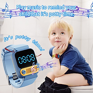 Potty Training Timer Watch for Boys and Girls,Kids Training Toilet Timer Watch,Waterproof,Rechargeable,Music Tones,Automatic Timers Plays Music,Alarm,Baby and Toddler Potty Train Toilet Time Aid,Blue