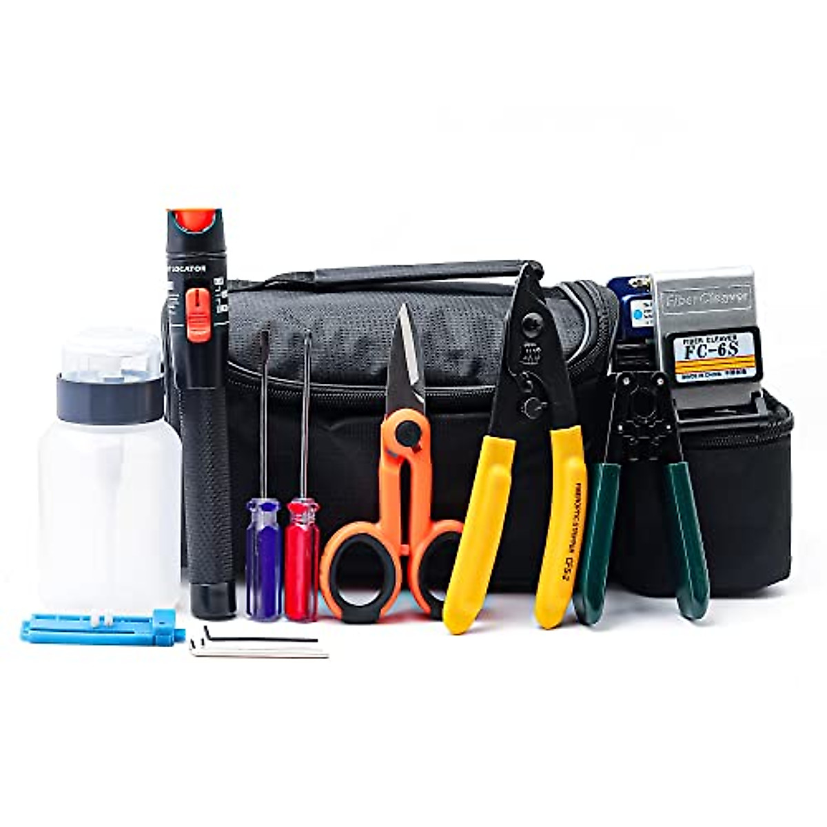 16 in 1 Fc-6s Fiber Optic Tool Kit With VFL 10km visual fault locator Fiber Optical Cables Stripper PP bottles Ftth Tools Bag Set