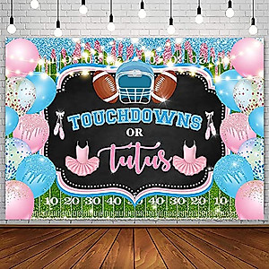 AIBIIN 7x5ft Touchdowns or Tutus Gender Reveal Backdrop American Football Pregnant Announcement Gender Neutral Photography Background Newborn Baby Shower Party Decorations Banner Supplies Photo Props