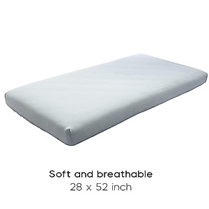 Muslin Crib Sheets for Boys and Girls, 28"x 52" + 9", 100% Cotton Neutral Fitted Sheet, Soft and Breathable, Solid Colors for Standard Crib Mattresses, Great for Baby, Kids and Toddlers (Baby Blue)