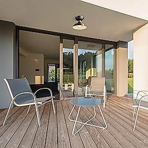 Globe Electric 44677 Kurt 1-Light Outdoor Indoor Flush Mount Ceiling Light, Matte Black