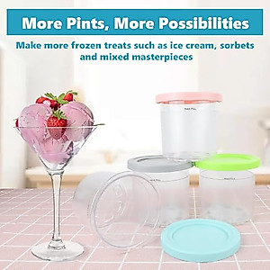 Nepfaivy Containers Replacement for Ninja Creami Pints and Lids - 4 Pack 16oz Creami Pint Containers Compatible with NC299AMZ & NC300s Series Ninja Ice Cream Maker, Creamy Pints Dishwasher Safe