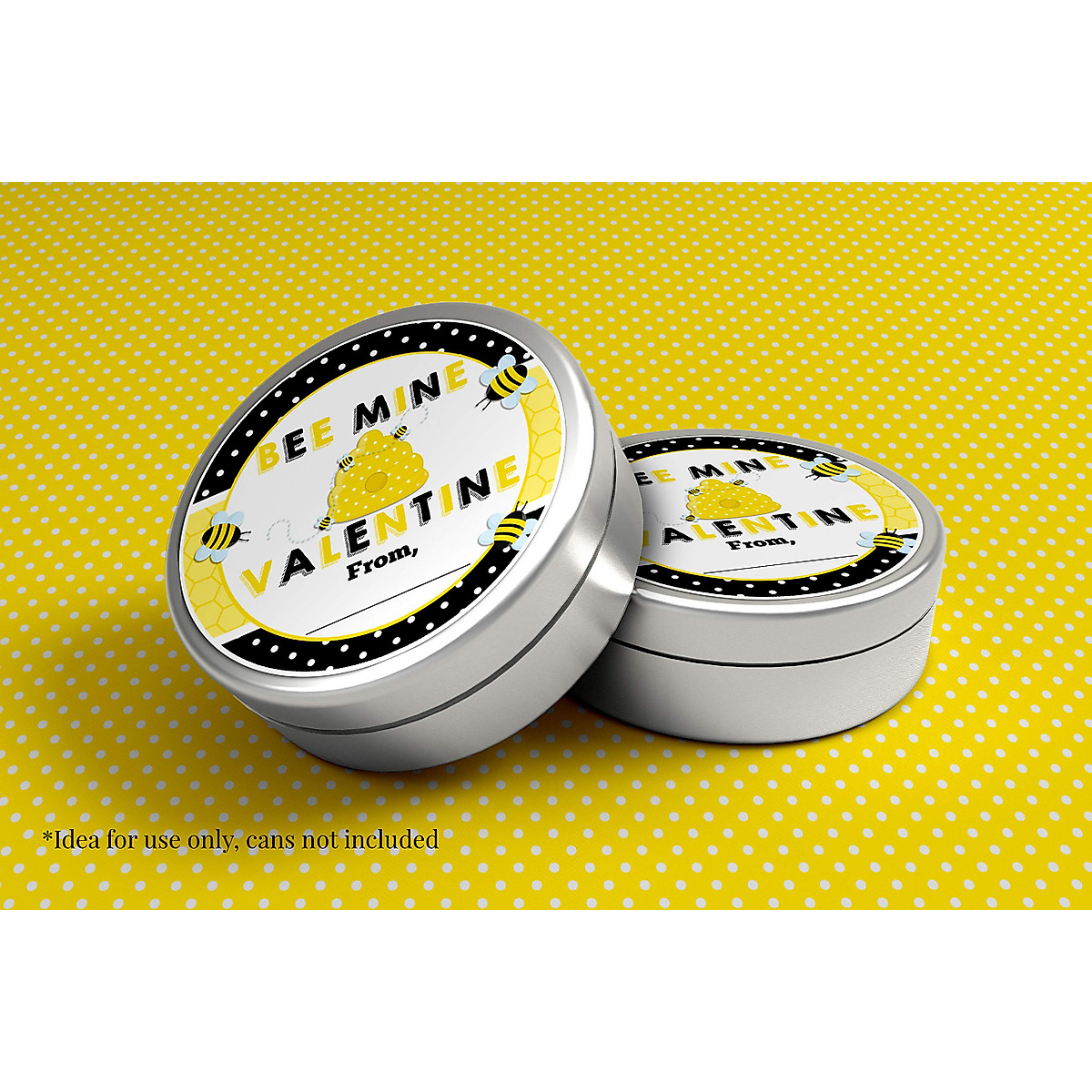 Bee Mine Bumble Bee Valentine Party Favor Sticker Labels, 40 2" Party Circle Stickers by AmandaCreation, Great for Classroom Valentines, Envelope Seals, Gifts & Treats