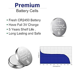 Beidongli CR2450 Battery 3V CR2450 Lithium Batteries (10 Count)