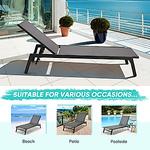 Erinnyees Outdoor Chaise Lounge, Aluminum Patio Lounge Chair with Wheels, All-Weather Five-Position Adjustable Reclining Chair, for Patio Pool, Deck, Beach, Yard