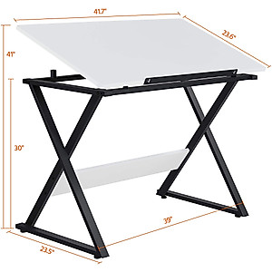 Yaheetech Adjustable Drawing Tables Drafting Desk with P2 Tiltable Tabletop for Reading, Writing,Studying Art Craft Work Station