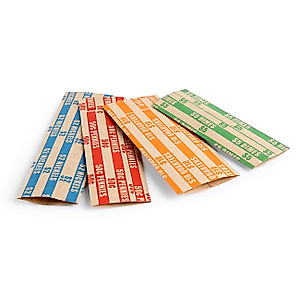 300 Assorted Bundle Flat Striped Coin Wrappers, 75 of Each