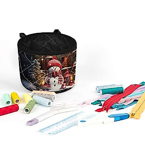 Suhoaziia Window Side Snowman Sewing Machine Mat Reduce Vibration for Table Sewing Machine Christmas Muffling Mat to Keep Clean Sewing Machine Decorative