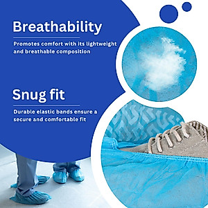 Disposable Boot & Shoe Covers | Premium Thick | Durable, Non-Slip, Treads, Water Resistant, Non-Toxic,100% Latex Free | Pack of 100
