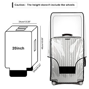 Suitcase Cover for 20" Luggage TSA Approved Clear PVC Thickened Protective Sleeve Cover for Wheeled Luggage Waterproof