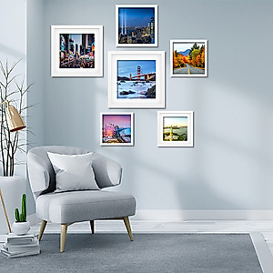 POUYCIW 16x16 inch Wood Picture Frame for Wall Hanging Square Photo Frames with Mats 12x12 inch Pictures for Baby Scan,Poster,Decoration,Anniversary,Wedding,Christmas,Diamond Painting(White)