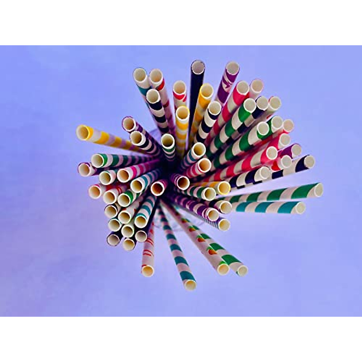 Recyclable paper straws, 100 Pcs, Birthday Parties, Art and craft projects, beautiful colors, durable, 6mm x 195 mm