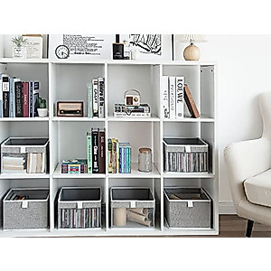 StorageWorks Closet Storage Bins with Clear Window and 2 Handles, Foldable Clothing Bins for Shelves, Large Fabric Organizer, Gray, 3 Pack