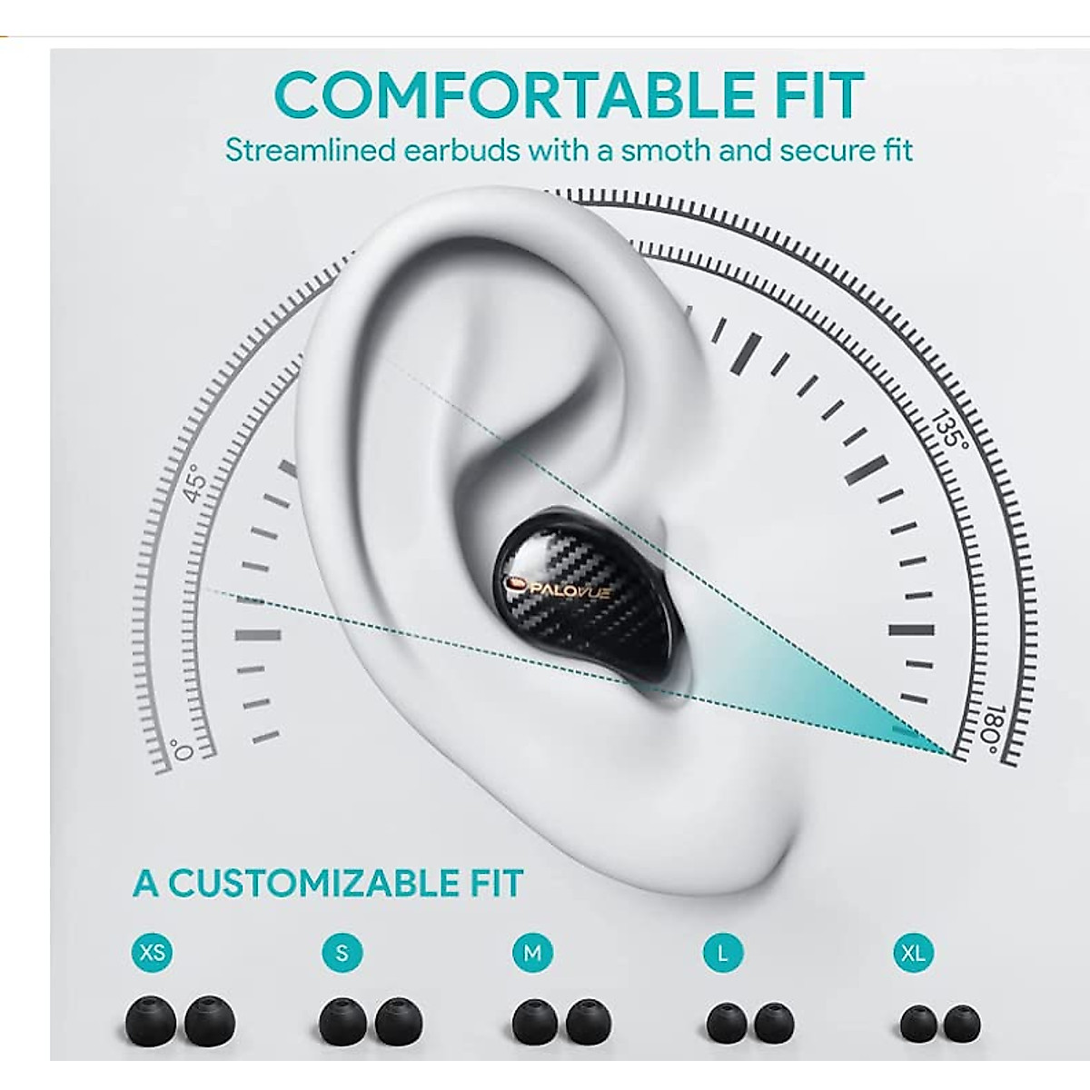 PALOVUE Wireless Earbuds Bluetooth Headphones, Wireless Earphones CVC8.0 Noise Cancelling Earbuds with Touch Control and 4 Mic for Clearer Call, Deep Bass Stereo in-Ear Headphones Qualcomm CSR Chip