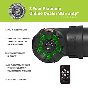 BOSS Audio Systems UTV4BRGB ATV UTV Weatherproof Sound System - 4 Inch Stereo Speakers, 1 Inch Tweeters, Built-in Amplifier, Full Range, Bluetooth, Multi-Color Illumination