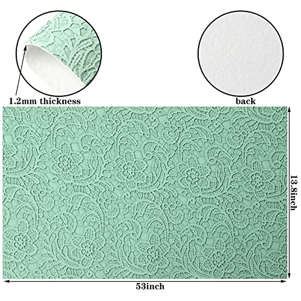 Picheng Embossed Faux Leather Sheets: Flower Textured Leather Rolls 13.8"X53"(35cmX135cm),Faux Leather is Great for Making Crafts,Leather Earrings, Bows,Sewing DIY Projects (Green)