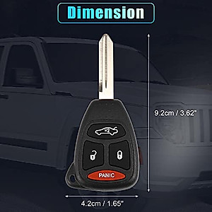 X AUTOHAUX Replacement Keyless Entry Remote Car Key Fob KOBDT04A 315MHz for Chrysler 300 for Dodge Avenger Charger for Jeep 4 Button with Door Key