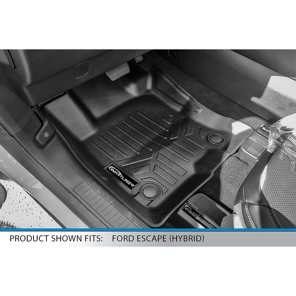 SMARTLINER All Weather Custom Fit Floor Mats 2 Row Liner Set Black Compatible with 2020-2023 Ford Escape (Hybrid Models Only)