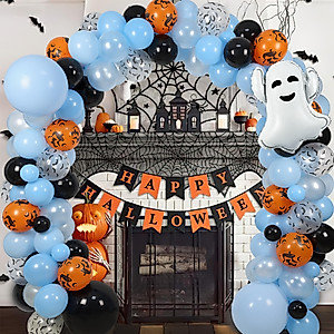 Halloween Baby Shower Decorations Boy, Halloween Balloon Arch Garland Kit with Halloween Foil Balloon 3D Bats for Happy BOO Day Halloween Theme Birthday Party Decorations