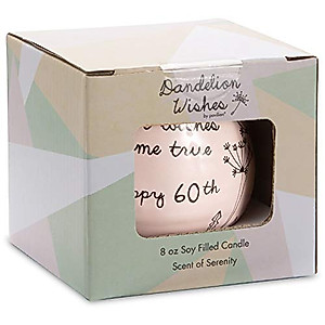 Pavilion Gift Company May All Your Wishes Come True Happy 60th Birthday-8 oz Soy Wax Candle with Wick in A Pink Ceramic Vessel 8 oz-100 Scent: Serenity, 3.5 Inch Tall