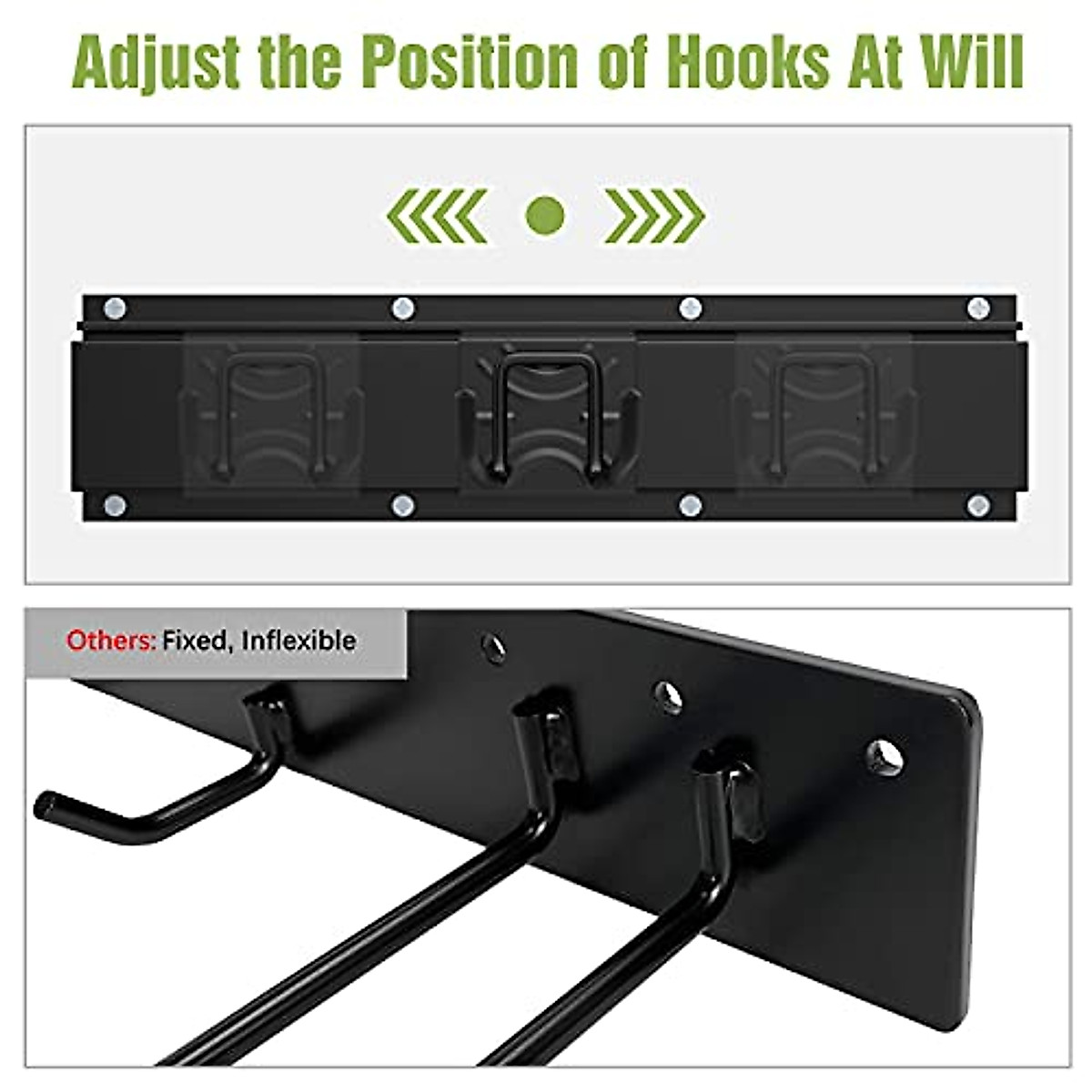 Housolution Heavy Duty Tool Storage Rack 48 Inch Garage Tool Organizer Storage System Max 264 lbs, 3 Rails with 6 Adjustable Wall Hooks, Tool Holder Wall Mount for Warehouse, Basement, Workshop