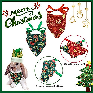 CooShou Christmas Guinea Pigs Bandanas Hat Rabbit Triangular Scarf Small Animals Christmas Costume Christmas Red Green Gift Pattern for Bunny Sugar Glider Guinea Pigs (L)