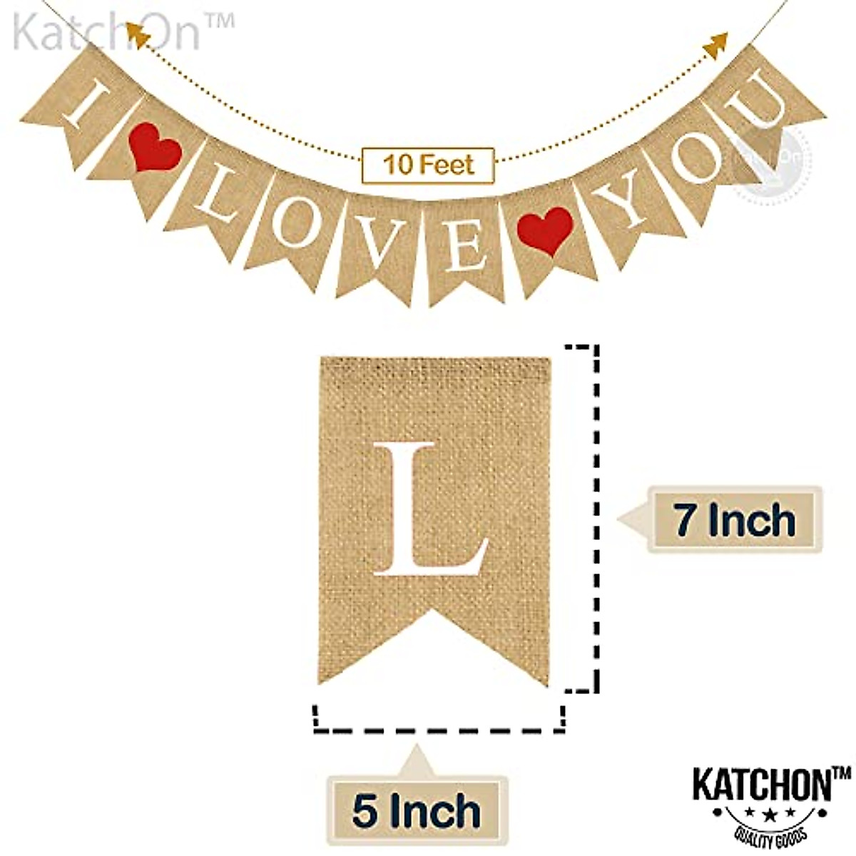 Cute, I Love You Banner - 10 Feet, No DIY | Happy Valentines Day Banner | Burlap I Love You Sign With I Love You Decorations for Him | Romantic Decorations Special Night for Him | Kissing Booth Sign