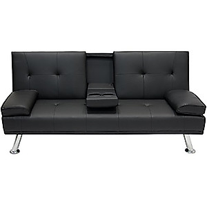 BUY JOY Entertainment Furniture Futon Sofa Bed Fold Up Down Recliner Couch Cup Holders