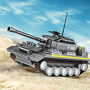 Army Tank Building Block Set - 340Pcs Armed Forces Military Toy Tank for Ages 10 and Up – Rotating Turret with Gun Attachment Army Tank Model Kit Compatible with All Major Brands of Building Blocks