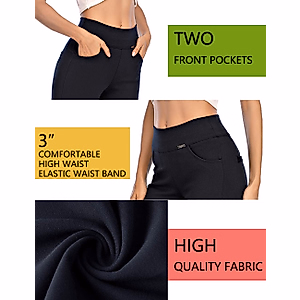 neezeelee Dress Pants for Women Comfort Stretch Slim Fit Leg Skinny High Waist Pull on Pants with Pockets for Work (Black, 6 (Medium))