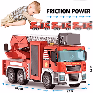 Building Fire Truck Toys - 95 Pcs DIY Assembly Fire Truck STEM Toy with Drill, Push & Go Friction Power Lights & Sounds for Kids- Take Apart Vehicle Fire Trucks for Boys Ages 4 5 6 7 8 Years Old